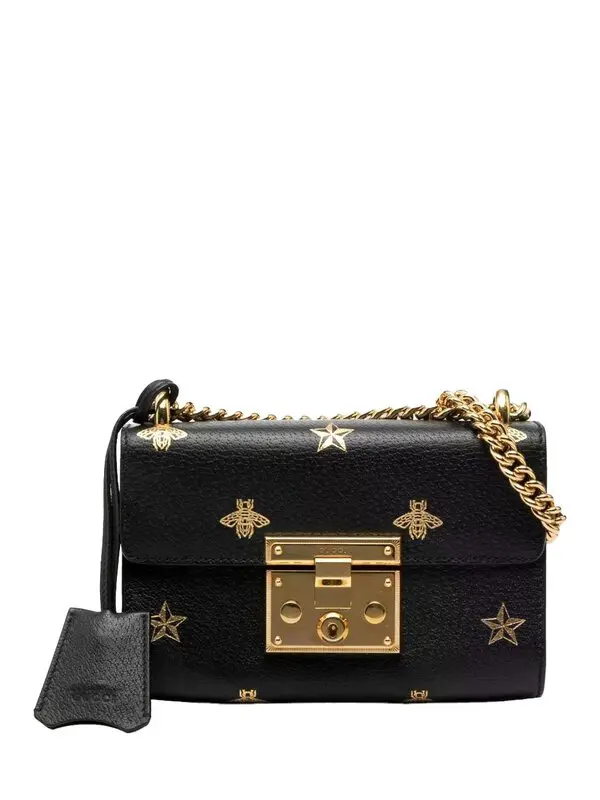 Gucci 2000-2015 Leather Bee Star Padlock Crossbody Bag - Black