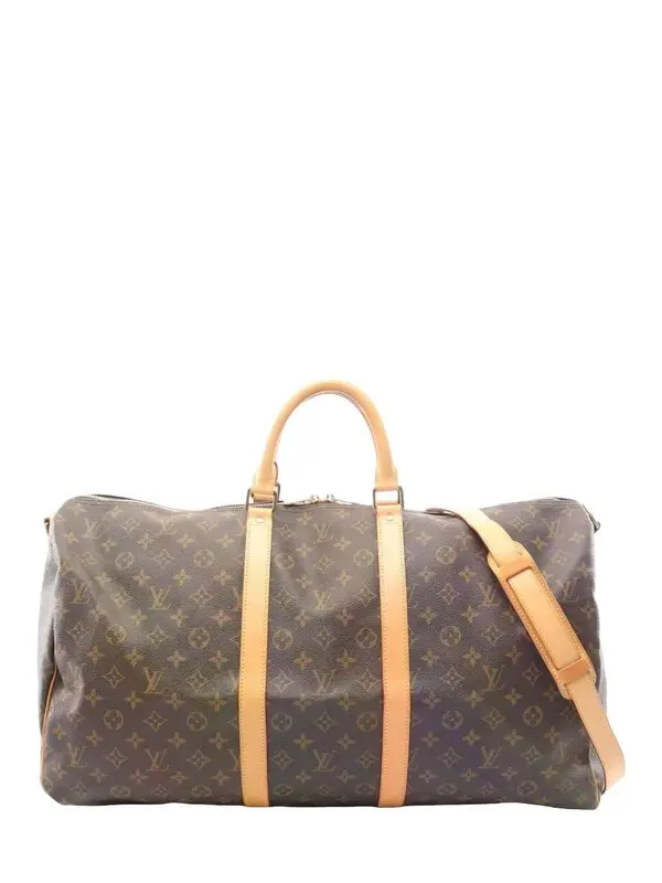 LOUIS VUITTON 2009 Monogram Keepall Bandouliere 55 Travel Bag - Brown