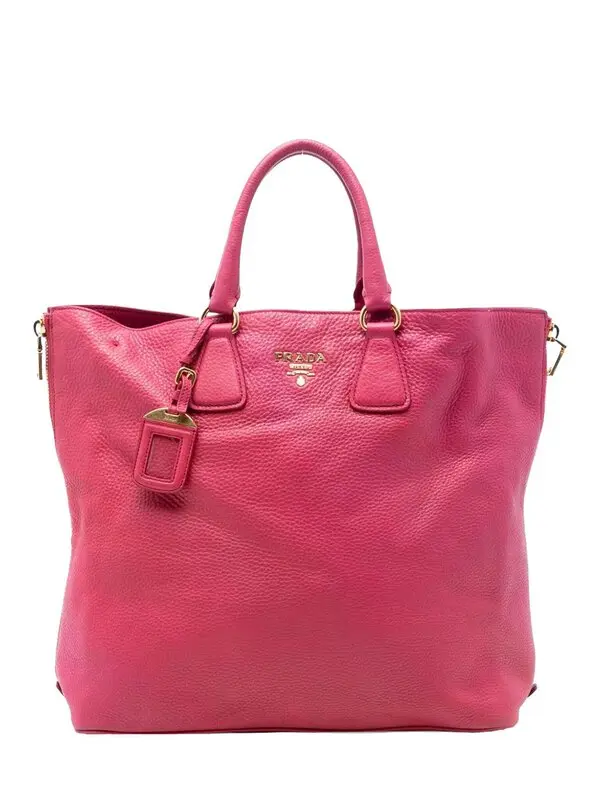 Prada Vitello Daino Side Zip Open Convertible Tote Satchel 2000-2020 - Pink