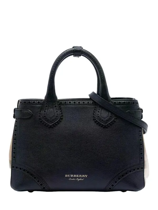 Burberry Grainy Calfskin Brogues And House Check Banner Satchel - Black