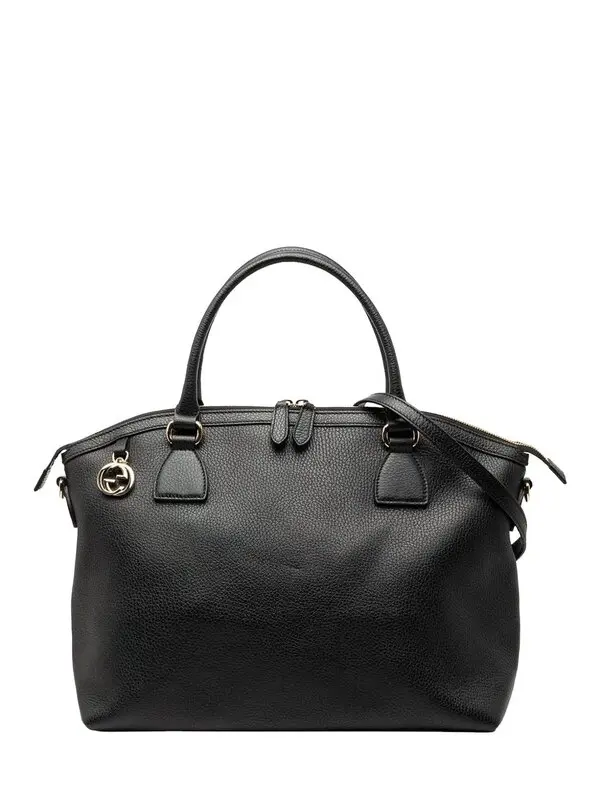 Gucci Large Gg Charm Dome Satchel - Black
