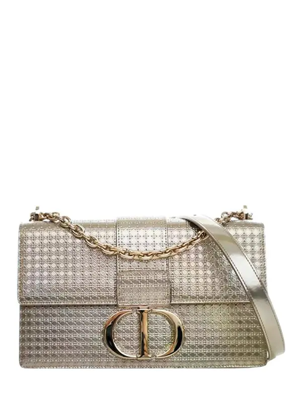 Dior 2020 Metallic Microcannage 30 Montaigne Chain Flap Satchel - Gold