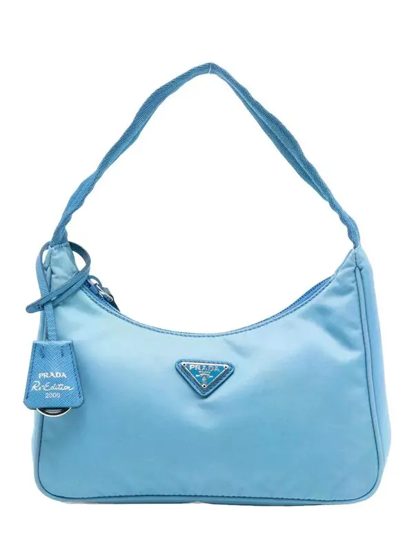 Prada 2019-2026 Re-edition 2000 Mini Tessuto Shoulder Bag - Blue