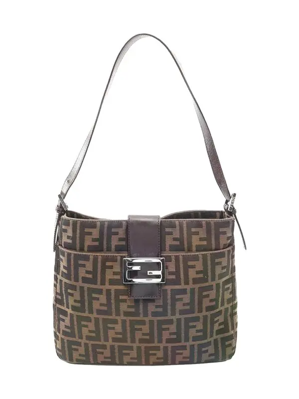 Fendi 2000-2010 Canvas Zucca Shoulder Bag - Brown