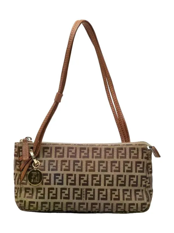 Fendi Zucchino Canvas Triple Strap Pochette - Brown