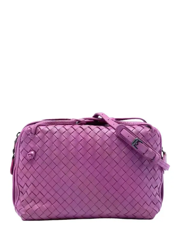 Bottega Veneta Nappa Intrecciato Nodini Double Zip Crossbody Bag - Purple