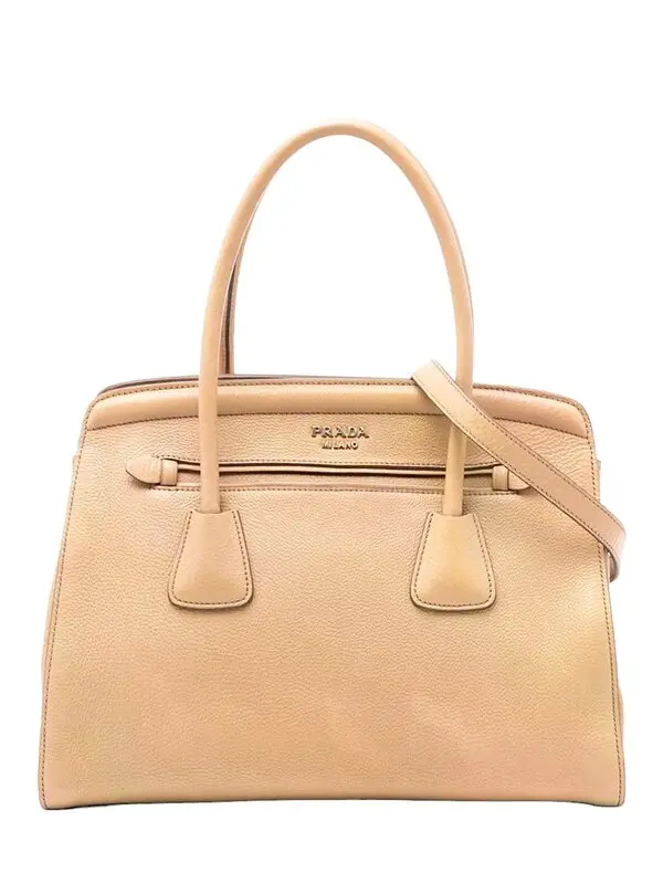 Prada Vitello Daino Cuir Frame Convertible Tote Satchel 2000-2025 - Brown