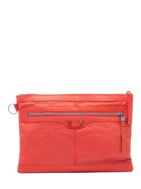 Balenciaga 2016 Motocross Classic Clip M Clutch - Orange