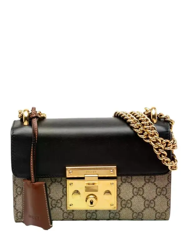 Gucci Gg Supreme Padlock Crossbody Bag - Brown