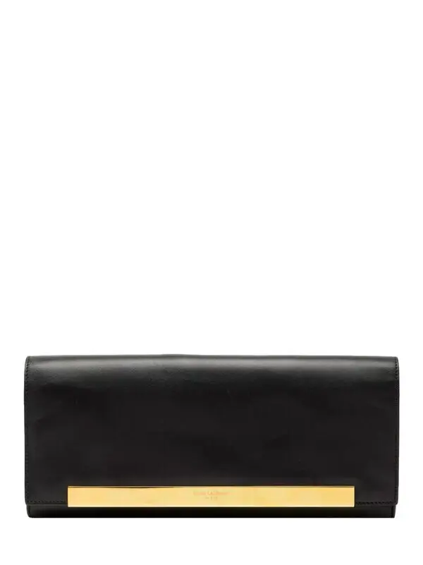 Saint Laurent Smooth Calfskin Lutetia Flap Clutch Bag - Black
