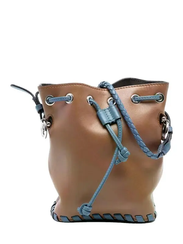 Fendi 2010-2026 Mini Leather Whipstitch Mon Tresor Bucket Bag - Blue