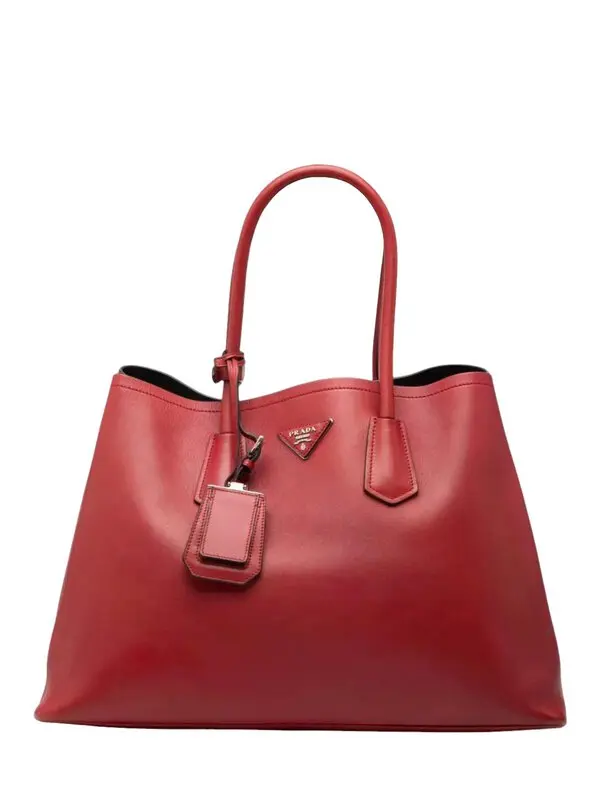 Prada Large Saffiano Cuir Double Satchel - Red