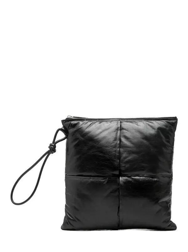 Bottega Veneta Leather Intrecciato Padded Square Pouch - Black