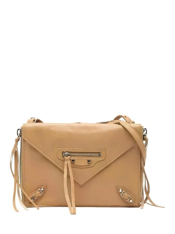 Balenciaga 2015 Xs Leather Papier Triple Zip Around Crossbody Bag - Brown