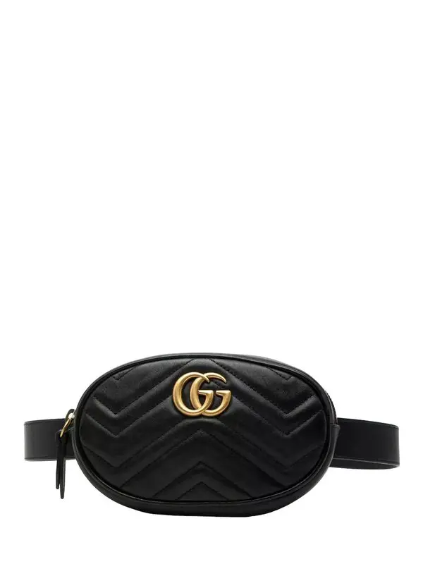 Gucci Gg Marmont Matelasse Leather Belt Bag - Black