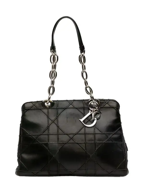 Dior 2014 Lambskin Macrocannage Lady Soft Zipped Shopping Tote Bag - Black