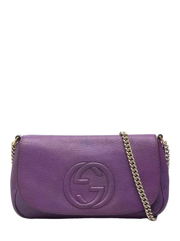 Gucci Soho Chain Flap Crossbody Bag - Purple