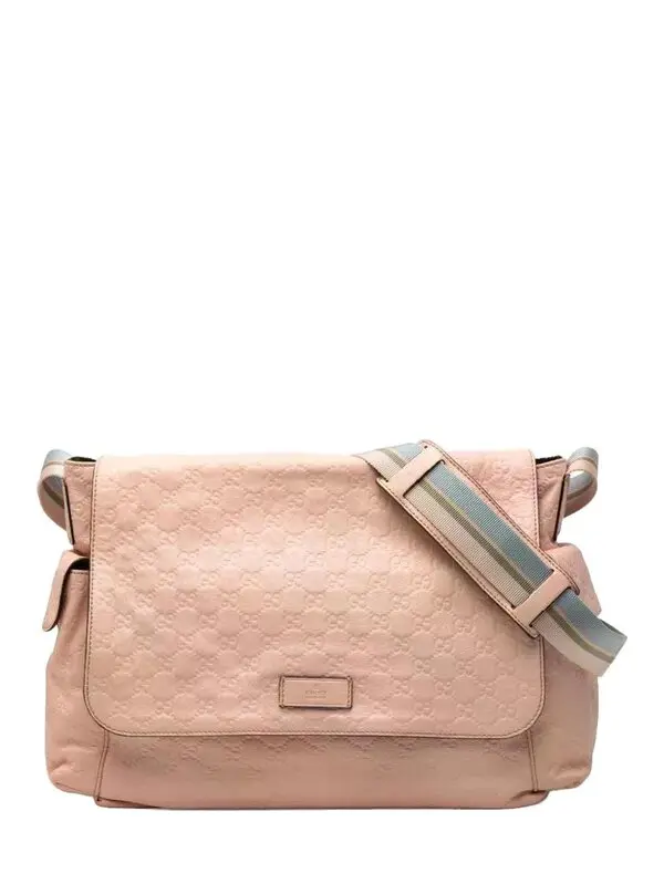 Gucci Ssima Web Flap Diaper Bag Crossbody Bag - Pink