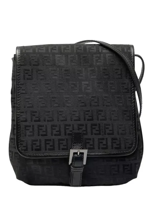 Fendi Zucchino Canvas Crossbody Bag - Black