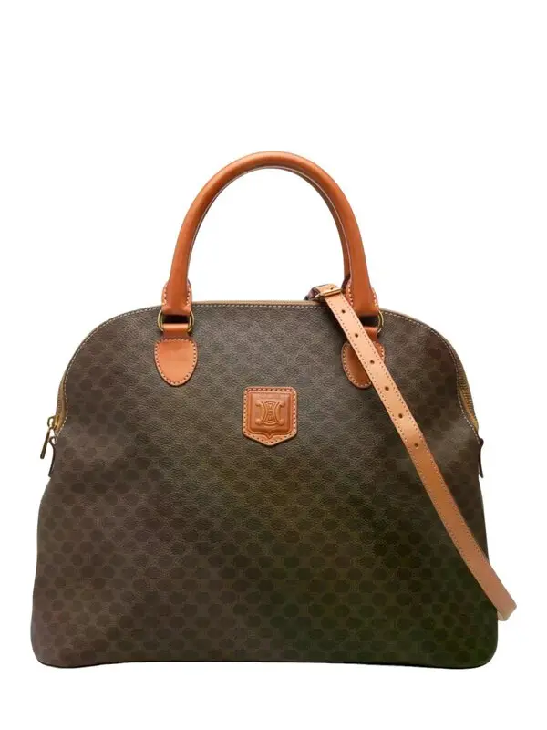 Celine 1996 Macadam Coated Canvas Dome Satchel - Brown