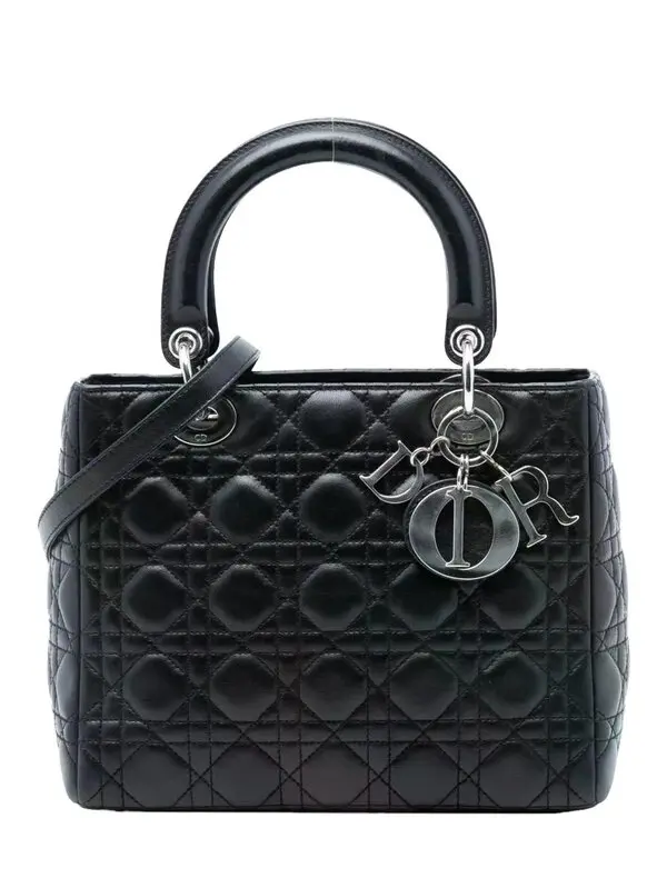 Dior 2007 Medium Lambskin Cannage Lady Satchel - Black