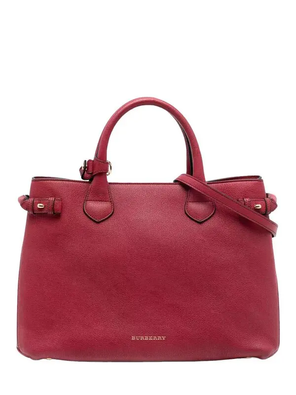 Burberry Leather And House Check Banner Satchel - Red