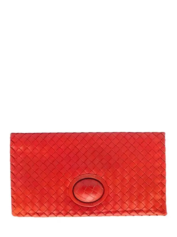 Bottega Veneta 2012-2025 Nappa Intrecciato Turn Lock Clutch - Red