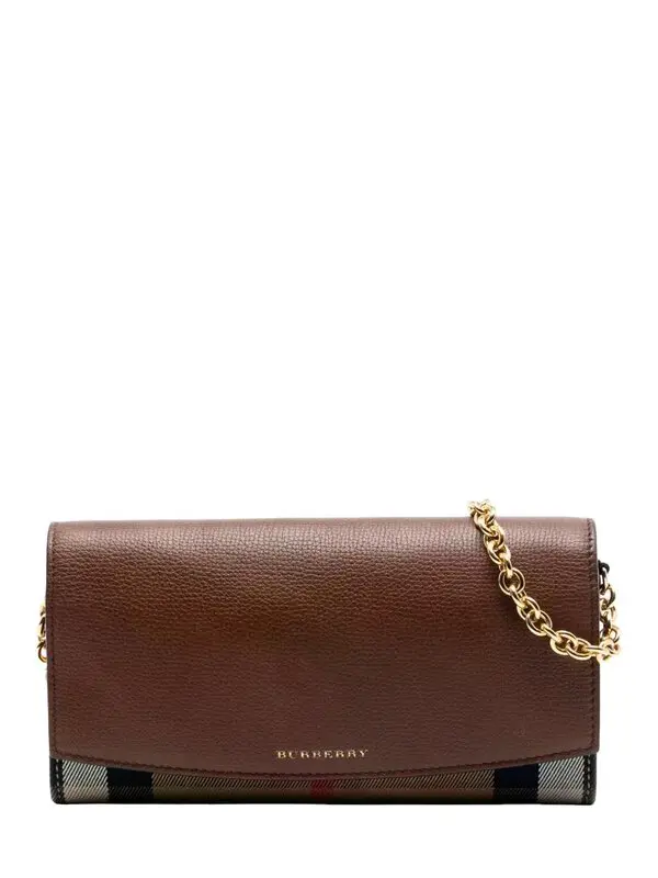 Burberry House Check Canvas And Leather Henley Wallet On Chain - Brown