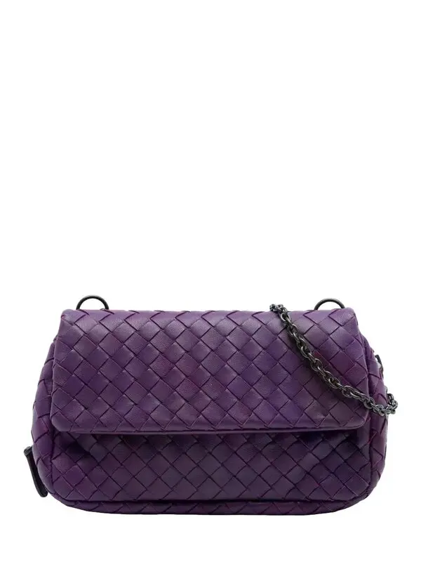 Bottega Veneta Mini Nappa Intrecciato Expandable Chain Flap Crossbody Bag 2012-2025 - Purple