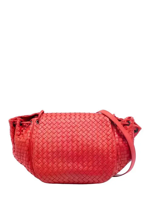 Bottega Veneta 2012-2025 Nappa Intrecciato Flap Crossbody Bag - Red