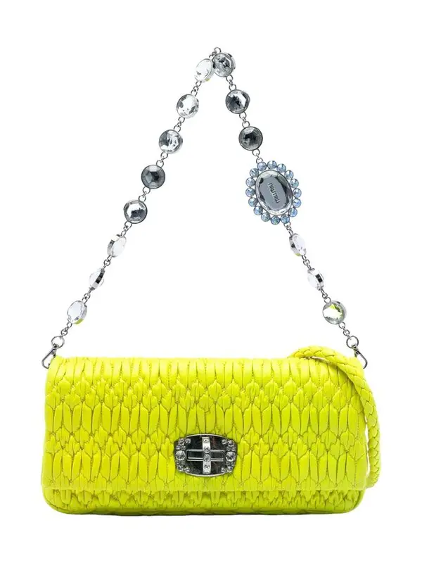 Miu Miu Matelasse Nappa Crystal Chain Satchel - Yellow