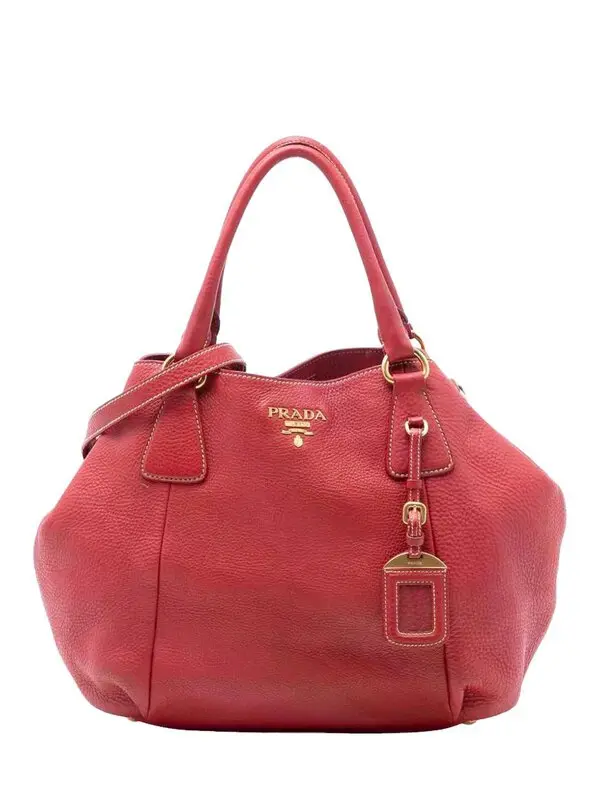 Prada Vitello Daino Open Convertible Tote Satchel 2000-2025 - Red