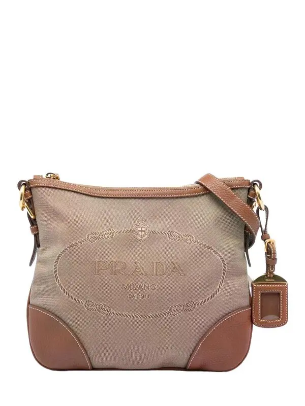 Prada Canvas Canapa Logo Crossbody Bag - Brown