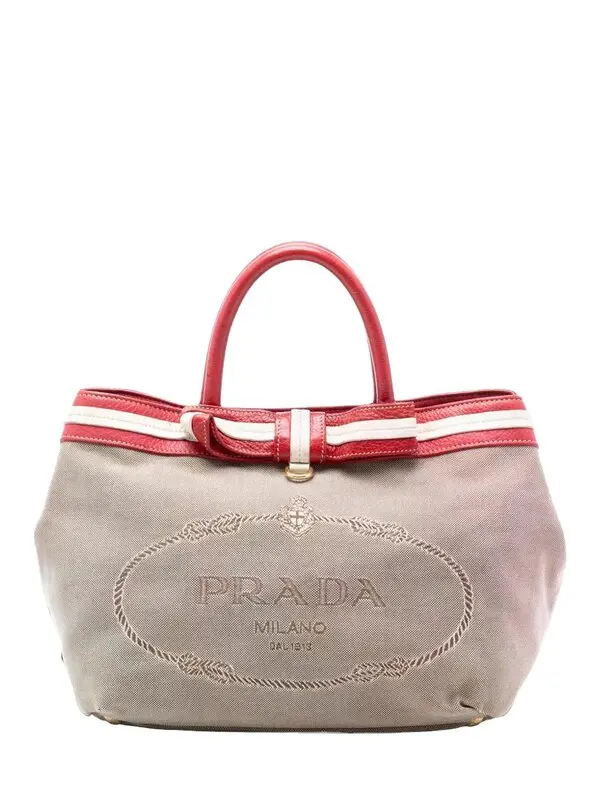 Prada 2013-2016 Canvas Canapa Logo Tote Bag - Brown