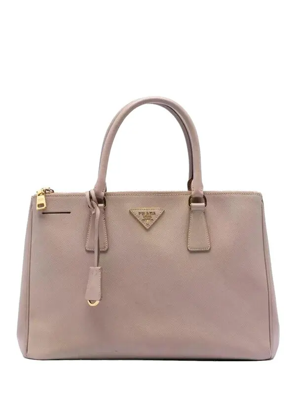 Prada Large Saffiano Lux Galleria Double Zip Tote Bag - Brown