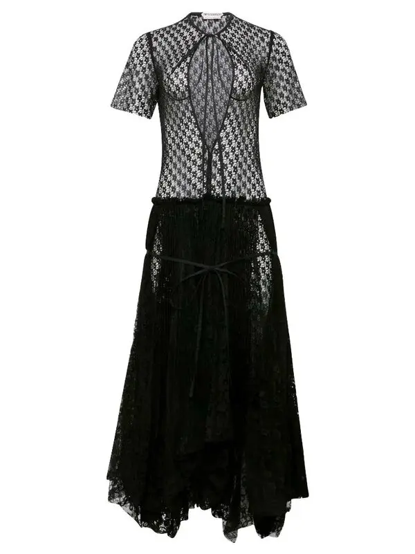 JW Anderson Mixed Lace Maxi Dress - Black