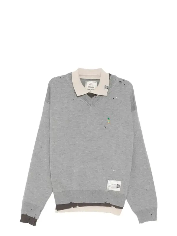 Mihara Yasuhiro Distressed Long Sleeve Sweatshirt - Neutrals