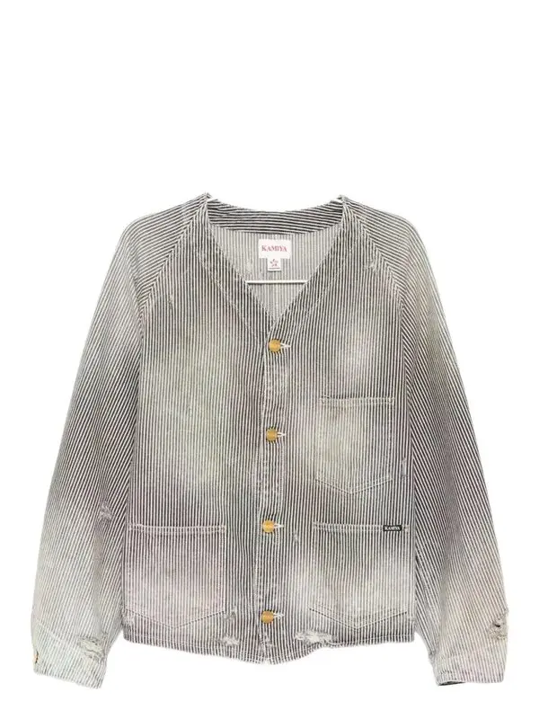 KAMIYA Striped Denim Jacket - White