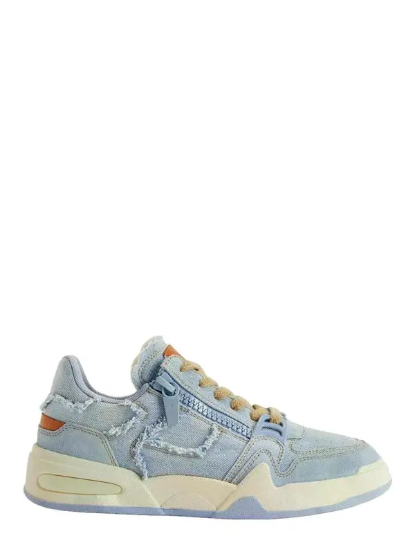 GIUSEPPE ZANOTTI Frayed Zip Low-top Sneakers - Blue