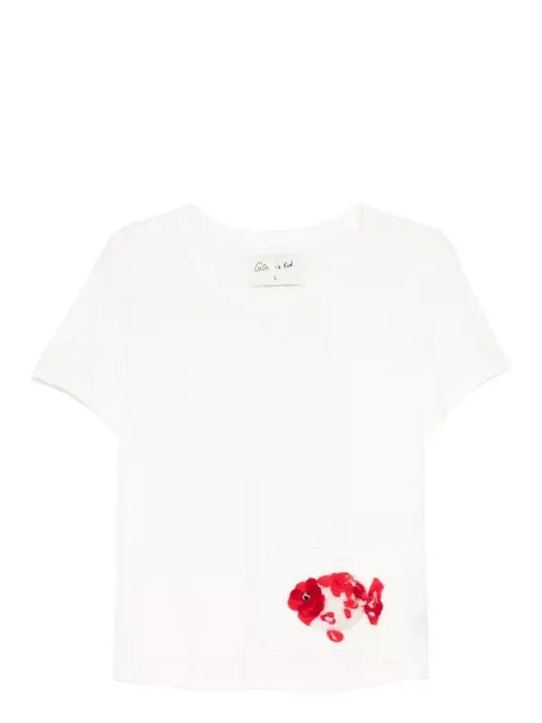 GG IN RED Appliqué Pocket T-shirt - White