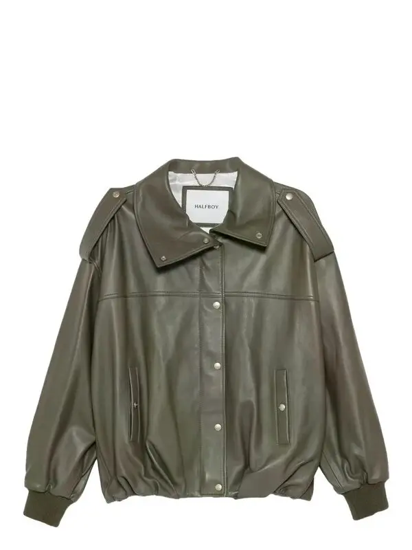 HALFBOY Buttoned Leather Jacket - Green