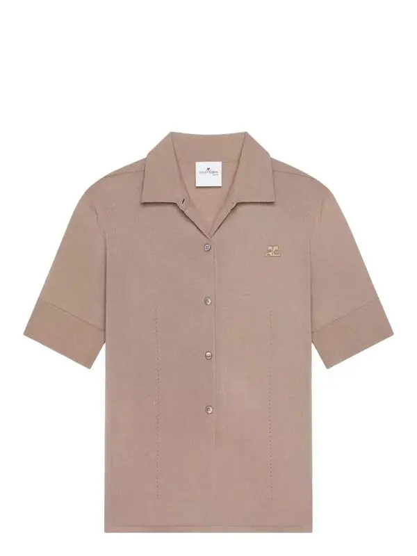 COURREGES Merino Wool Polo Top - Neutrals