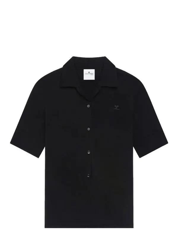 COURREGES Wool Polo Top - Black