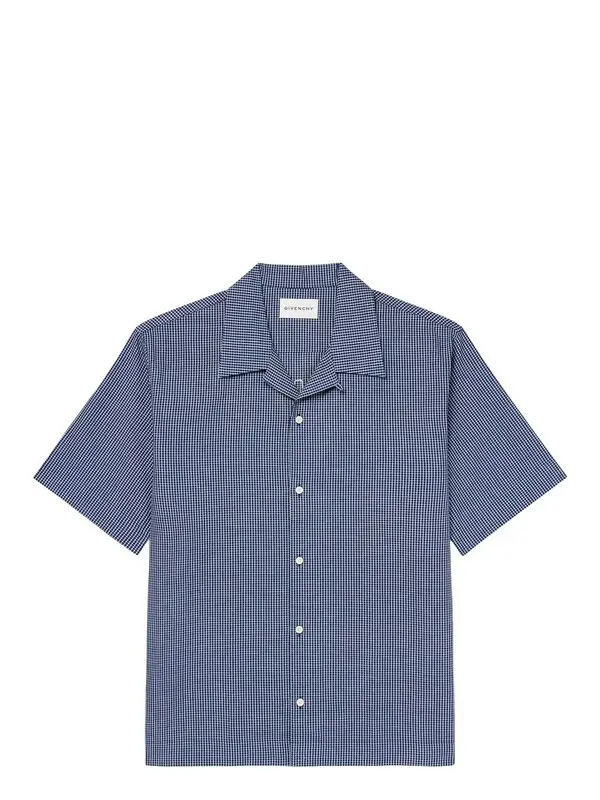 Givenchy Logo-embroidered Checked Cotton Bowling Shirt - Blue