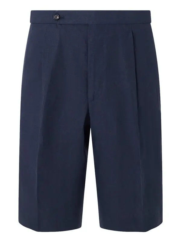 DE PETRILLO Straight-leg Linen Shorts - Blue