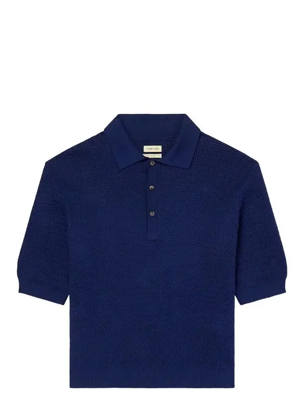 De Bonne Facture Honeycomb-knit Cotton Polo Shirt - Blue