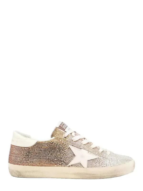 GOLDEN GOOSE Super-star Crystals Leather Sneakers - Neutrals