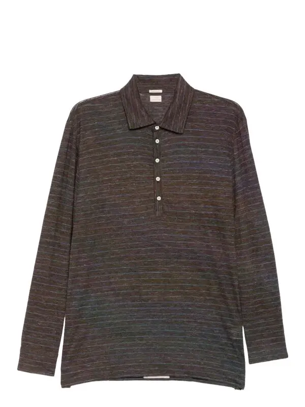 Massimo Alba Striped Polo Shirt - Brown
