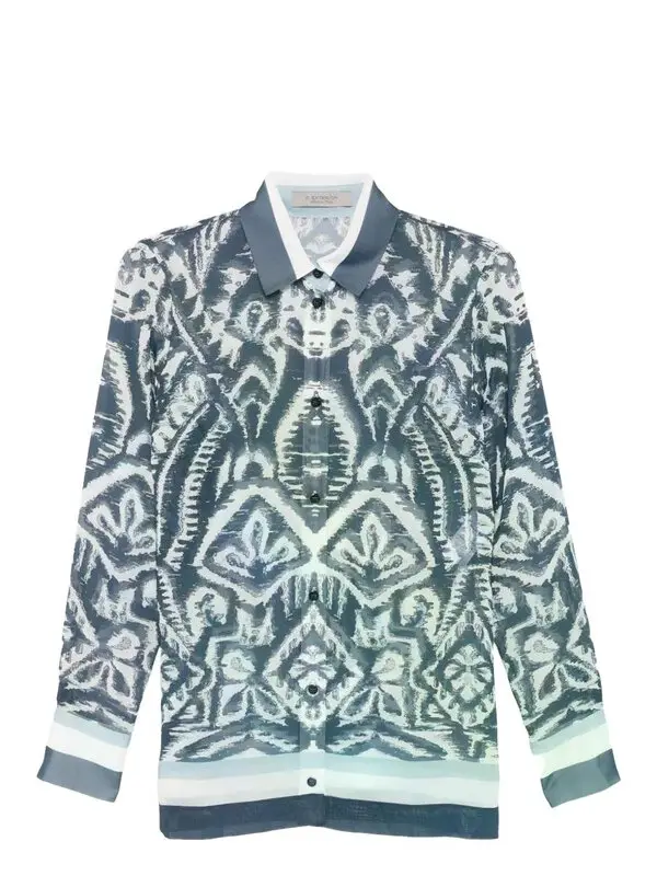 D.exterior Patterned Collared Shirt - Blue