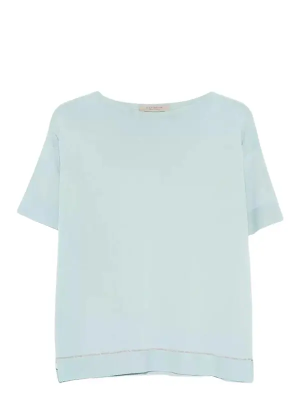D.exterior Embellished Short-sleeve Top - Blue
